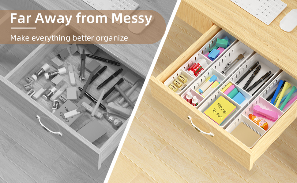 Amazon.com: Pluspace Desk Drawer Organizer Tray 4 PCS Plastic Office ...