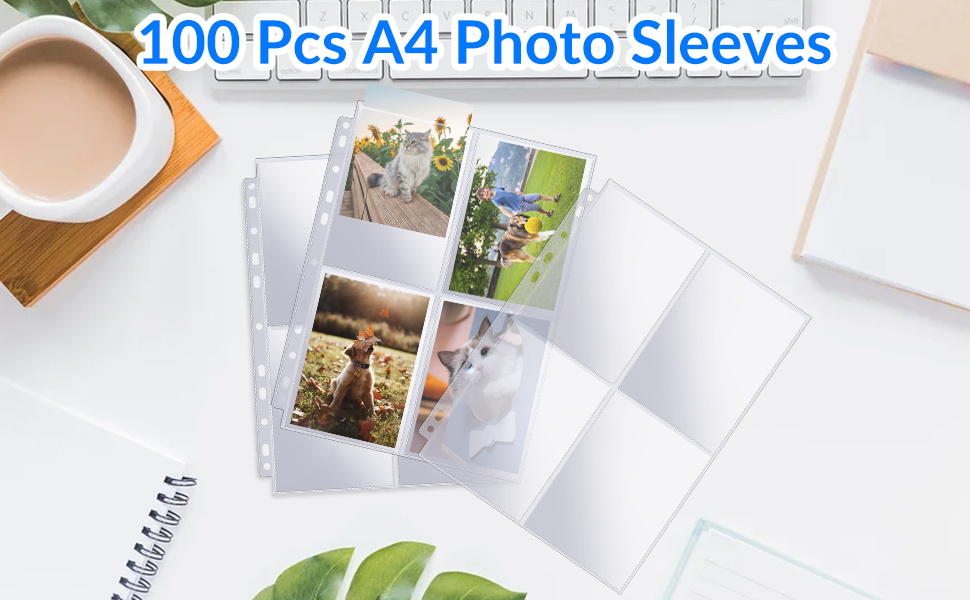 100 PCS Buste per Foto Formato A4, Porta Cartoline A4, Guaine Trasparenti per Cartoline ...