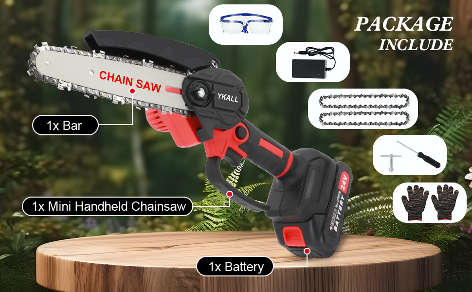 Amazon.com : Mini Chainsaw 6 Inch Cordless Portable Electric Chain Saw with 24V 6500mAh Battery ...