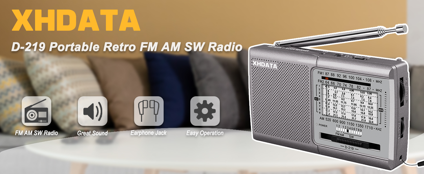 Amazon.com: XHDATA D219 Portable AM FM Shortwave Radio Battery Operated Small Great Reception ...