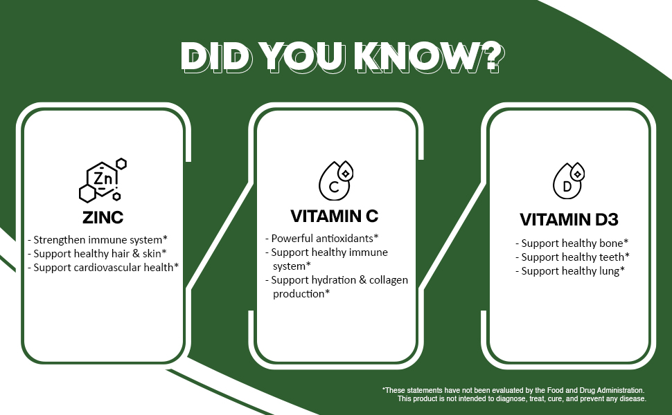 Amazon.com: Zinc 100mg, Vitamin C 1000mg, Vitamin D 5000IU per Serving, Immune Support for ...