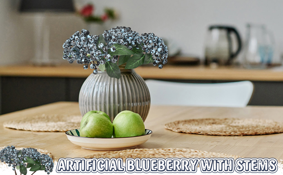 Amazon.com: Luckforest Artificial Blueberry with Stems, 6Pcs 11.4" Fake ...