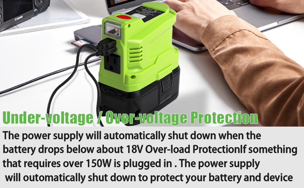 Amazon.com: UNIKI 150W Powered Inverter Generator for Ryobi 18V Lithium Battery,for ryobi ...