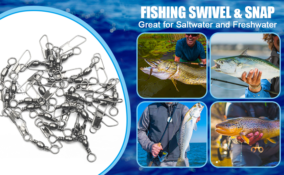 Amazon.com : OROOTL Fishing Snap Swivels Kit, 100pcs Barrel Swivel with Safety Snaps Assortment ...