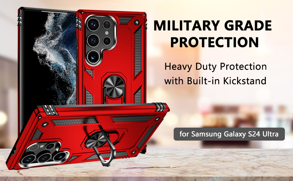Amazon.com: Dionsibei Military Grade Drop Impact for Samsung Galaxy S24 Ultra Case 360 Metal ...