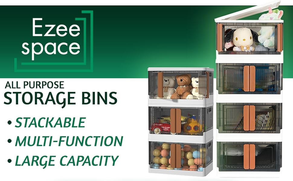 Amazon.com - Ezee space Stackable Storage Bins with Wheels - (1-Pack ...