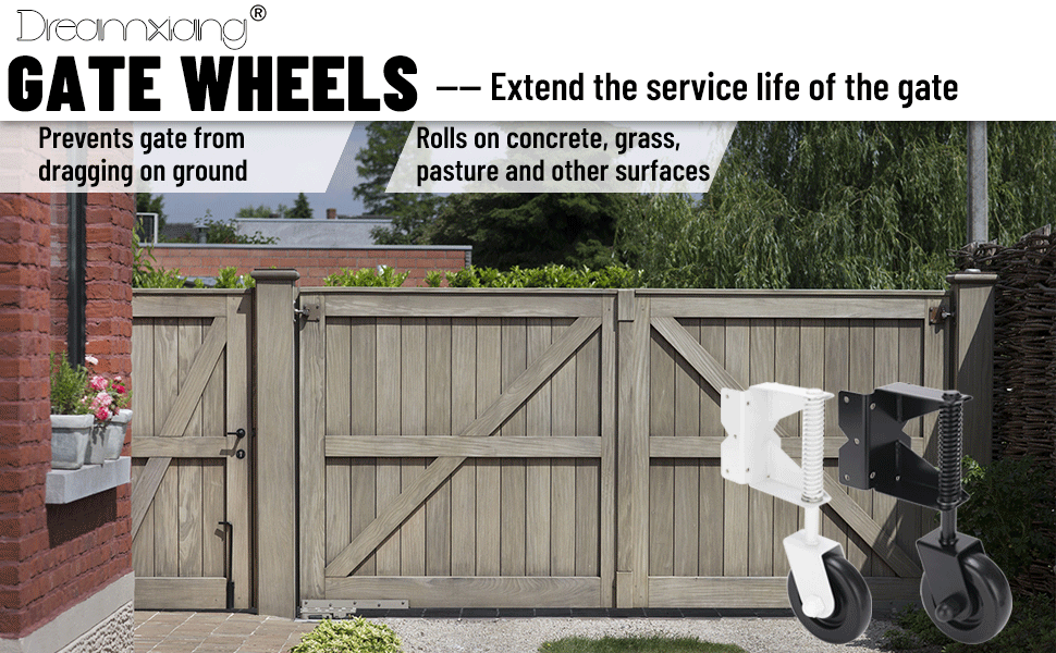Gate Wheel Spring-Loaded Gate Caster Kit for Wooden PVC Fences, Heavy ...