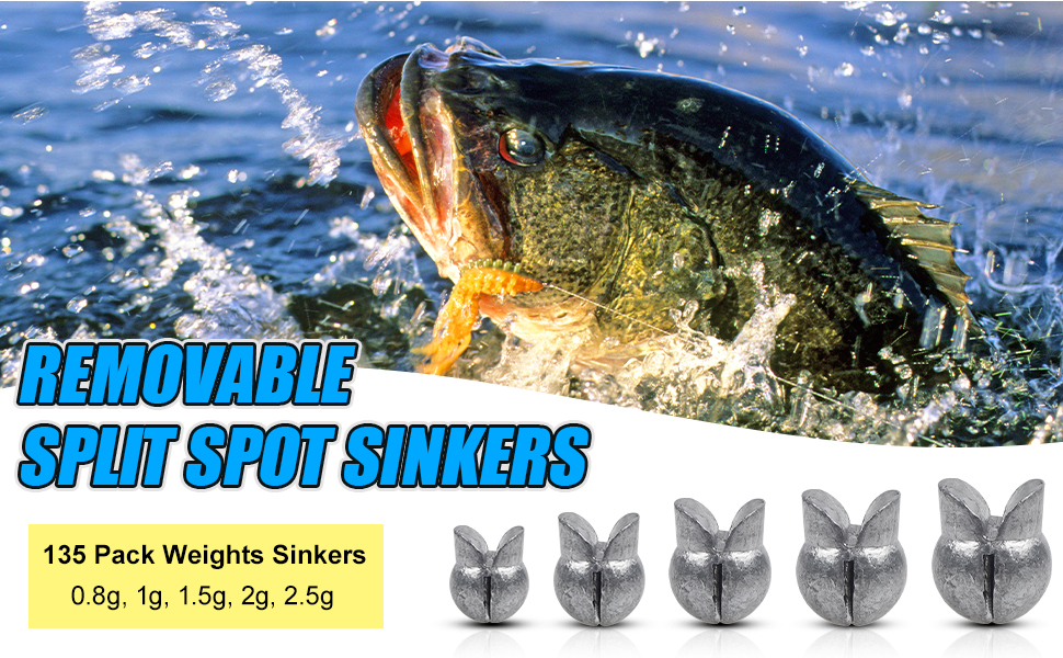 Amazon.com : Split Shot Fishing Weights Sinkers,135pcs Removable Fishing Weight Sinkers Round ...