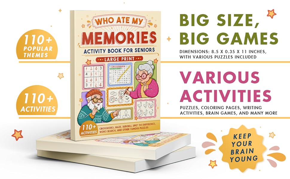 Who Ate My Memories? Large Print Activity Book For Seniors: Games and Puzzles Gift for Adults ...