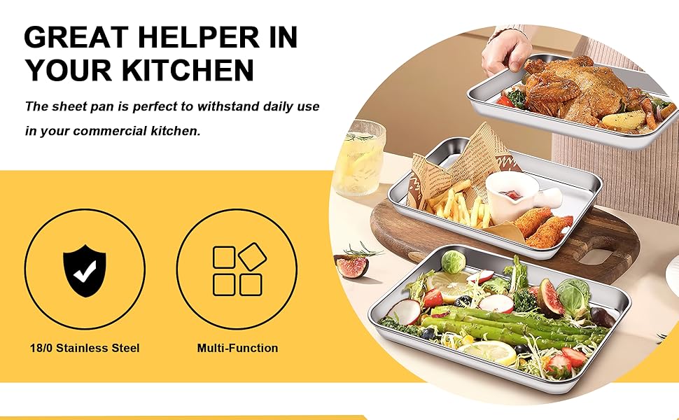 Amazon.com: 12Pcs Stainless Steel Baking Sheet Pan Set, Cookie Sheet ...