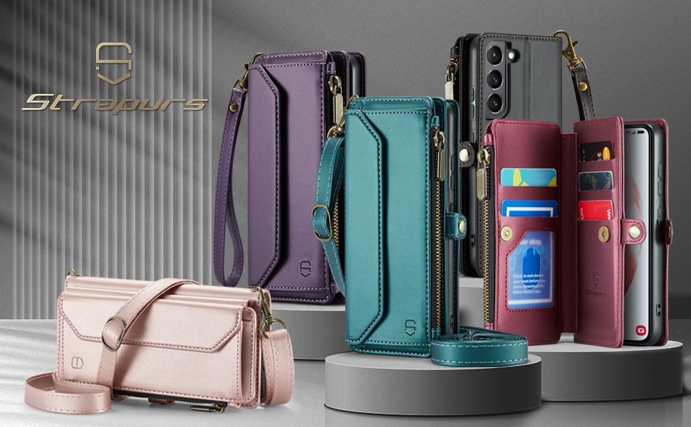 Amazon.com: Strapurs Crossbody Wallet Case Compatible with Samsung Galaxy S21 5G RFID Blocking ...