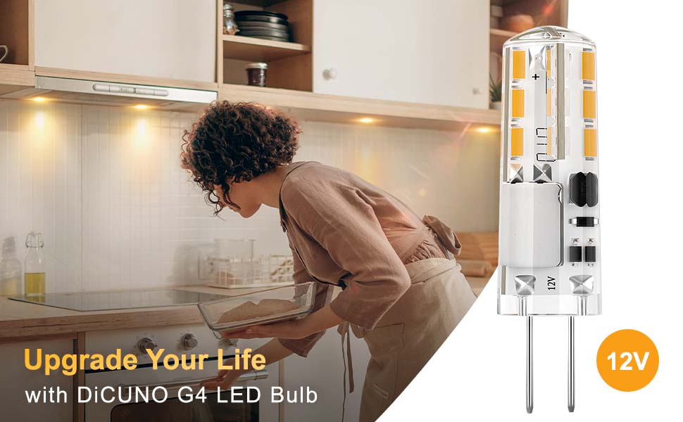 DiCUNO G4 LED Bulbs 12V 1.2W T3 10W Halogen Bulbs Replacement, JC Type G4 Bi-Pin Base Light ...