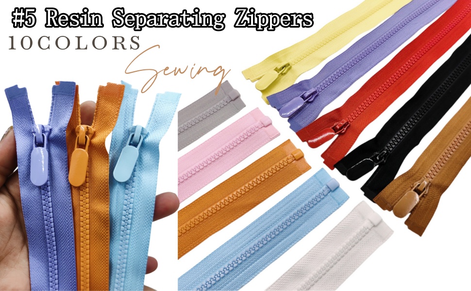 Amazon.com: Wonesifee 10PCS #5 Plastic Separating Zippers Colorful Resin Zippers for Jackets ...