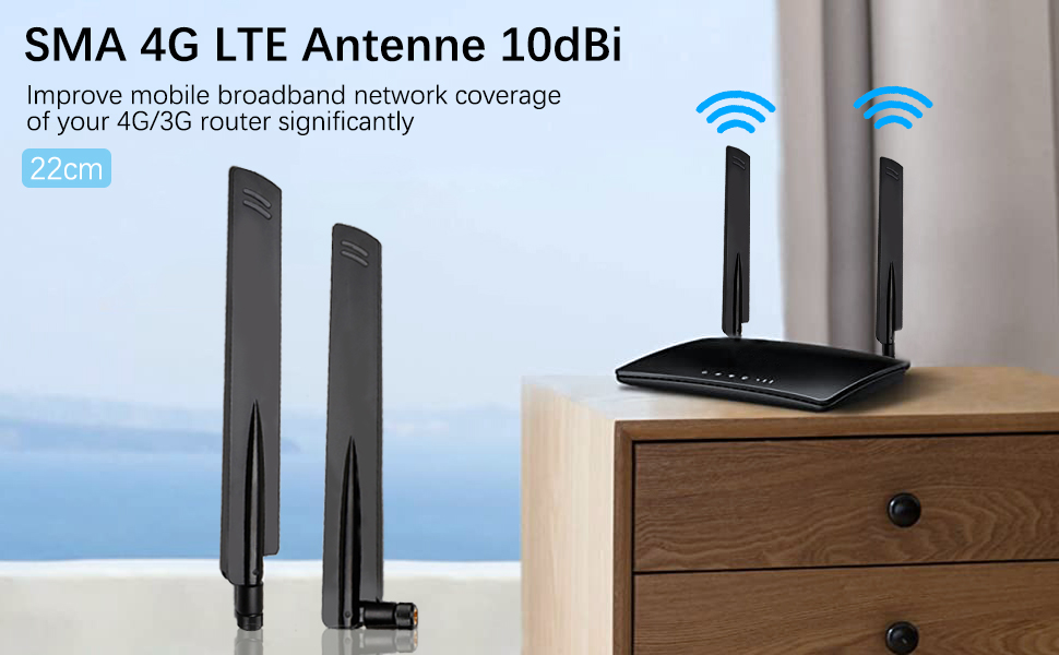 SMA Antenna, 4G LTE Antenna 10dBi External Dipole Antenna Compatible with Vodafone, 4G LTE ...
