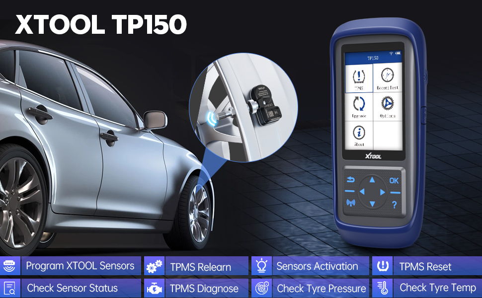 XTOOL TP150 TPMS Relearn Tool with ￡45 315/433Mhz Sensors(1 Pair), TPMS ...