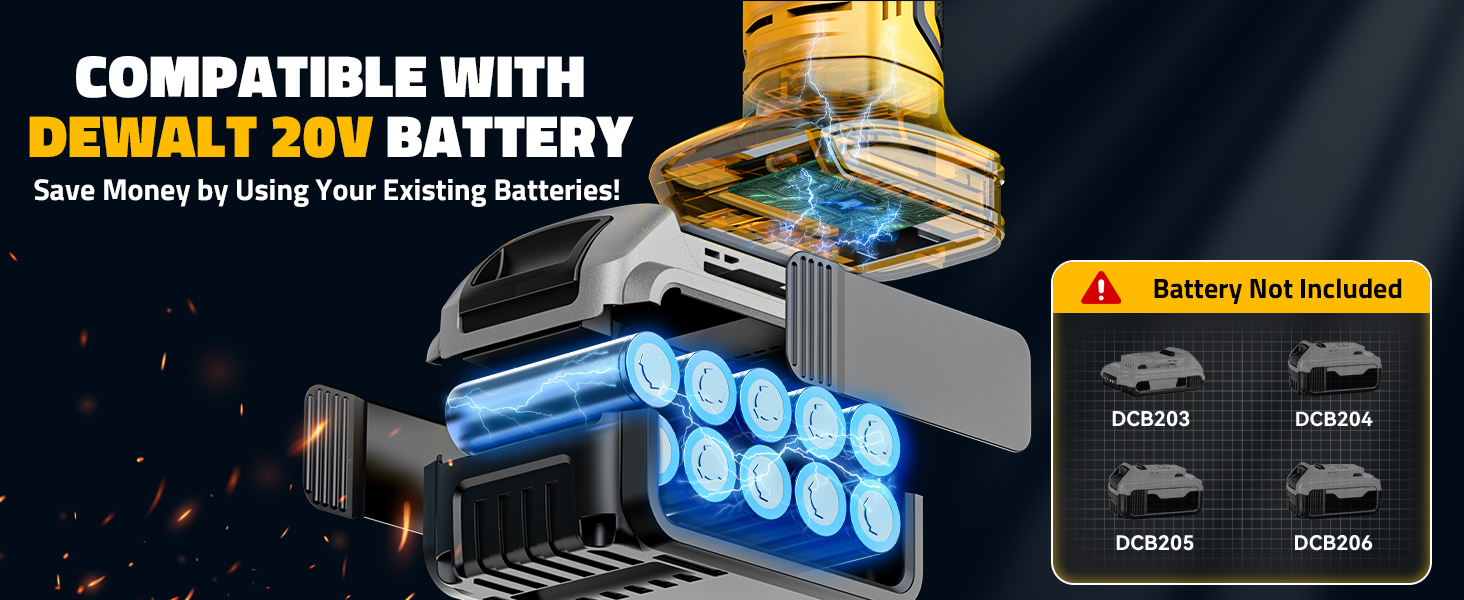 DIYtoolifz 150PSI Cordless Tire Inflator Compatible with Dewalt 20V, Portable Air Compressor ...