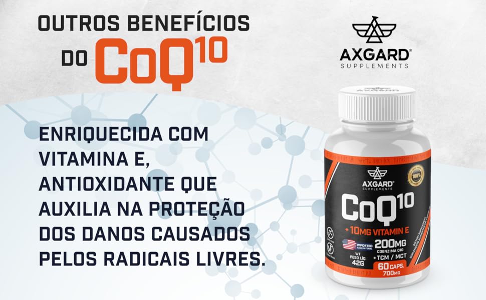Coenzima Q10 200 Mg + Vitamina E, + TCM (triglicerídeos de cadeia média), 60 cápsulas, Matéria ...