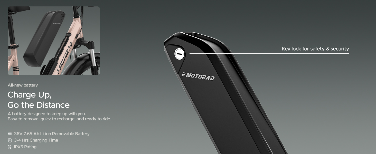 EMotorad ST-X Unisex City Electric Cycle with 7.65Ah Li-Ion Removable Battery | High-T Step ...