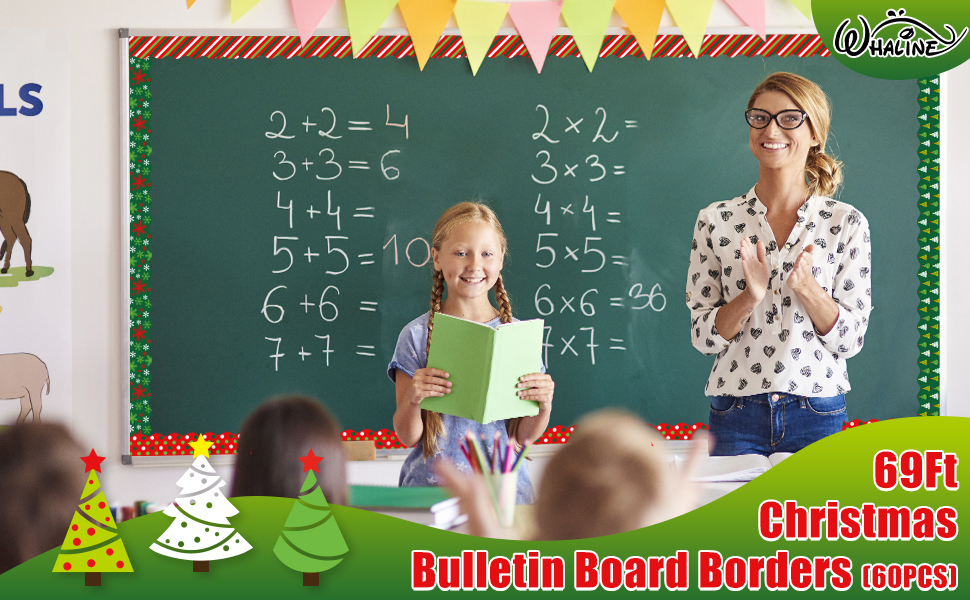 Amazon.com: Whaline 69Ft Christmas Classroom Borders Bulletin Board ...