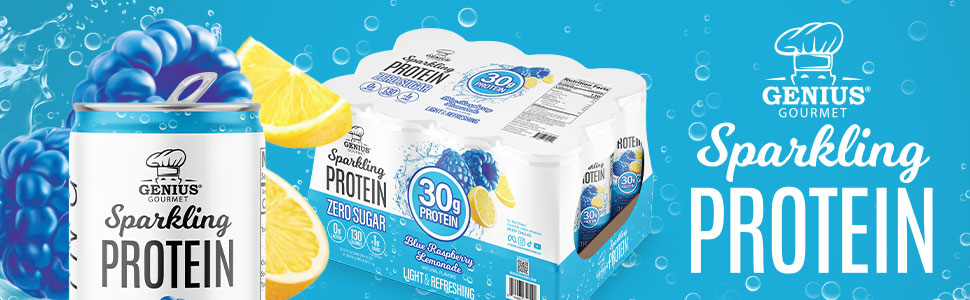 Amazon.com: Genius Gourmet Clear Protein Sparkling Water Blue Raspberry Lemonade - 30g Clear ...