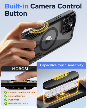 Amazon.com: MOBOSI for iPhone 15 Pro Max Case with Screen & Camera Lens Protector, Compatible ...