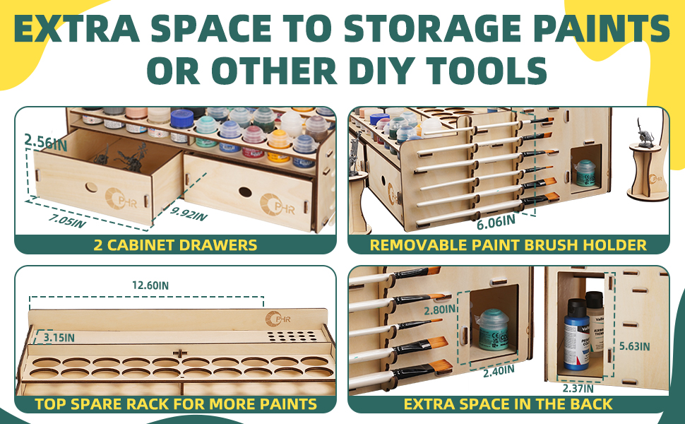 Amazon.com: OPHIR Wooden Paint Organizer, Miniature Painting Storage Rack for 60 Acrylic Paint ...