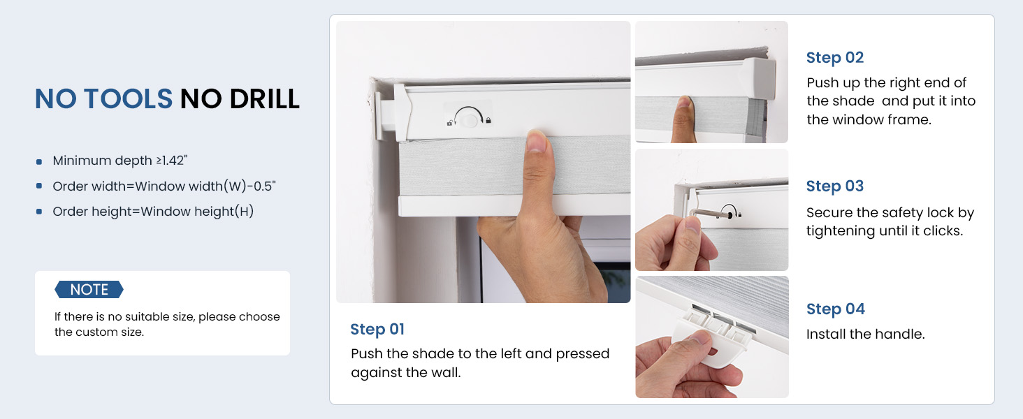 Amazon.com: Grandekor No Tools No Drill Cordless Cellular Shades,31" W ...