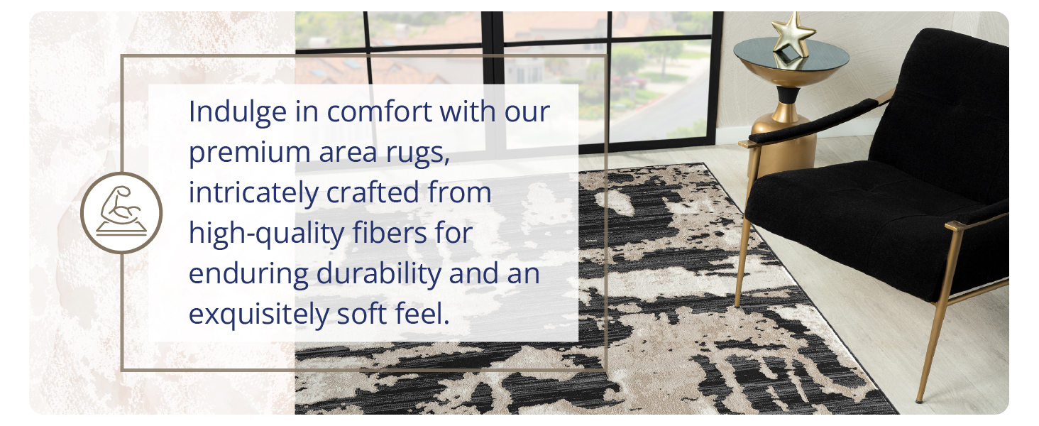 Amazon.com: Abani Terra Cream Area Rug for Living Room, Bedroom - Black Abstract Pattern - 8' x ...