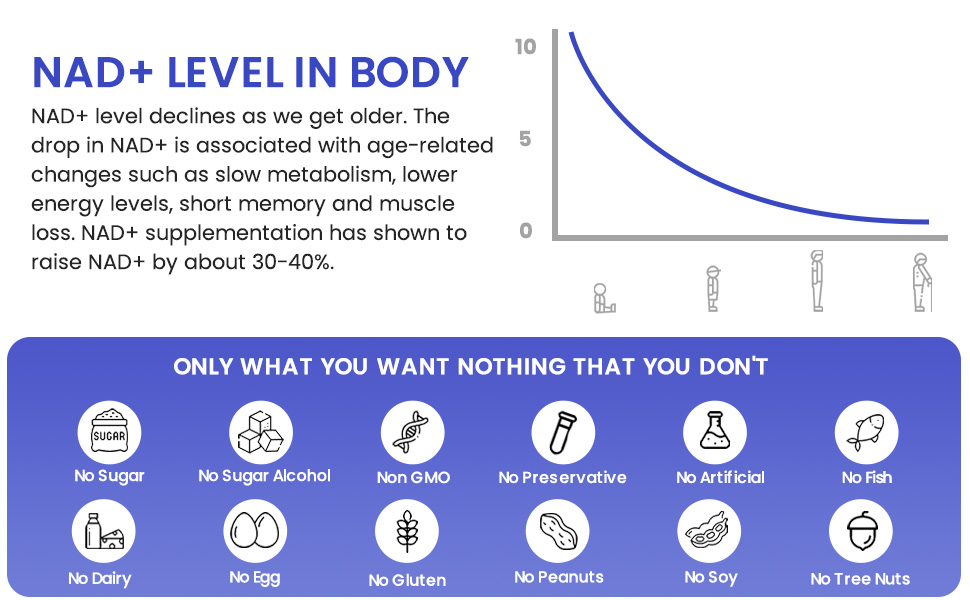 Amazon.com: Nicotinamide Adenine Dinucleotide NAD Supplement - 500mg NAD+ Supplement with ...