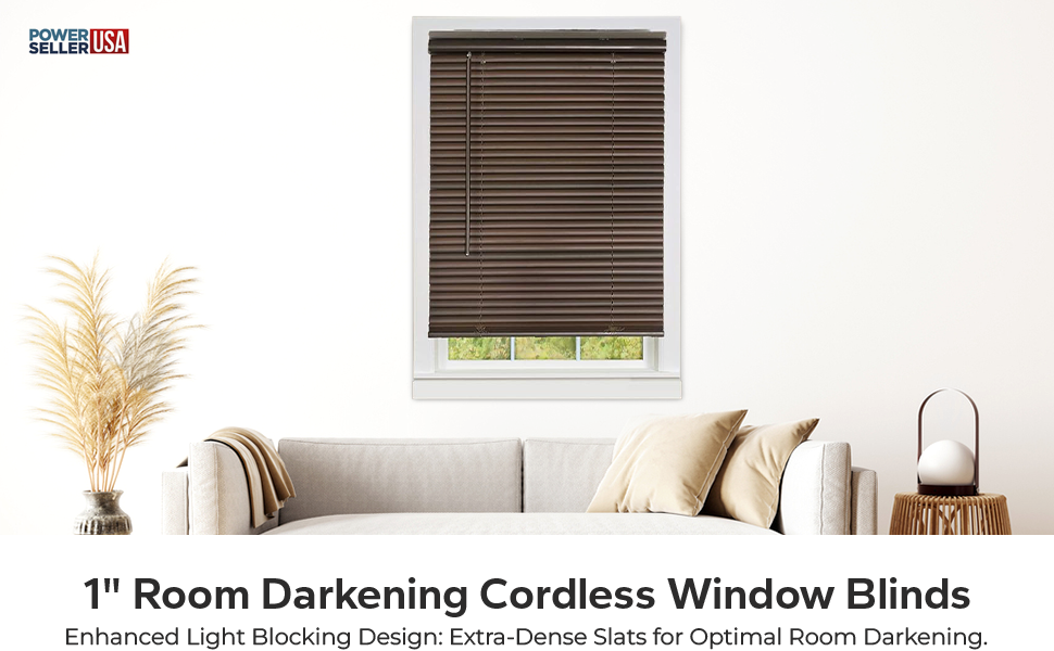 Amazon.com: PowerSellerUSA 1" Vinyl Slats Room Darkening Cordless ...