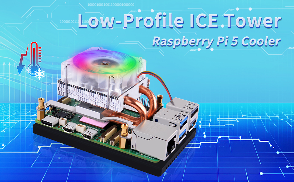 GeeekPi Ice Tower Cooler for Raspberry Pi 5, Pi 5 Aluminum Active ...