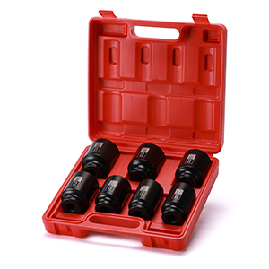 EMENTOL 7PCS 1/2"Drive Deep 6-Point Spindle Axle Nut Impact Socket Set, CR-MO, 1/2" Drive Deep ...