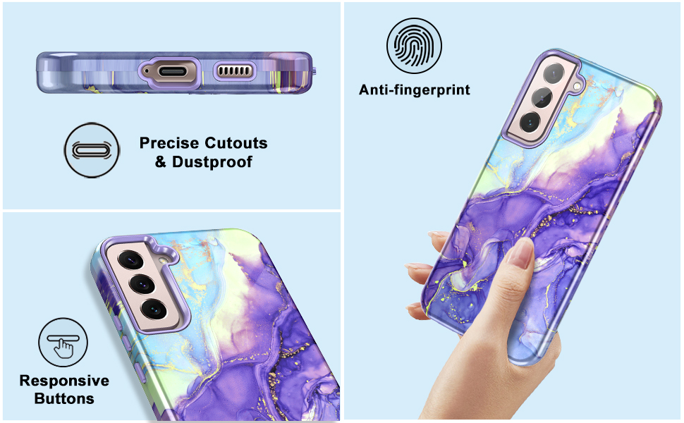 Amazon.com: Btscase for Samsung Galaxy S22 5G Case,Marble Pattern 3 in 1 Heavy Duty Shockproof ...