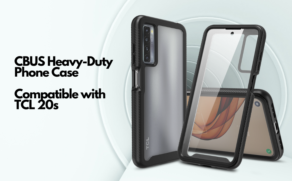 Amazon.com: CBUS Heavy-Duty Phone Case with Built-in Screen Protector Cover for TCL 20s –– Full ...
