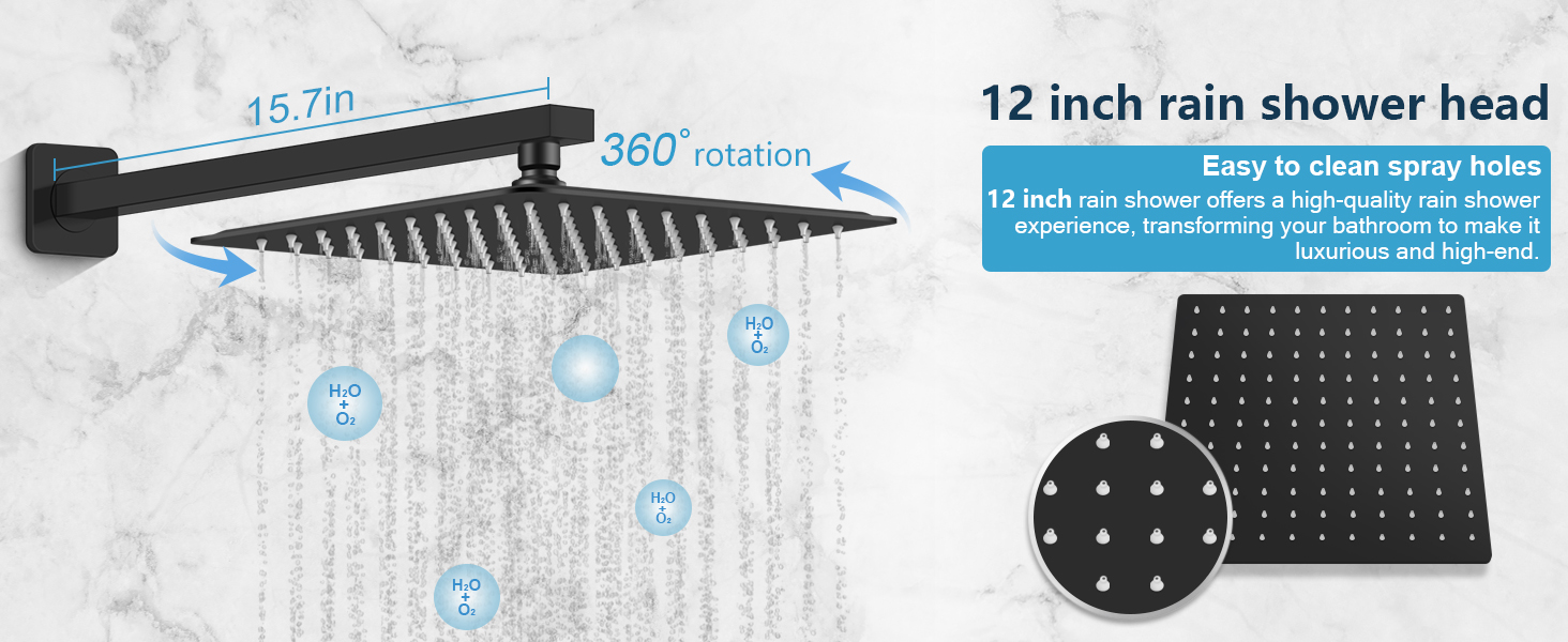 Baetuy 12 Inch Shower Faucet Set, Rainfall Shower System with High Pressure Handheld Shower Head ...