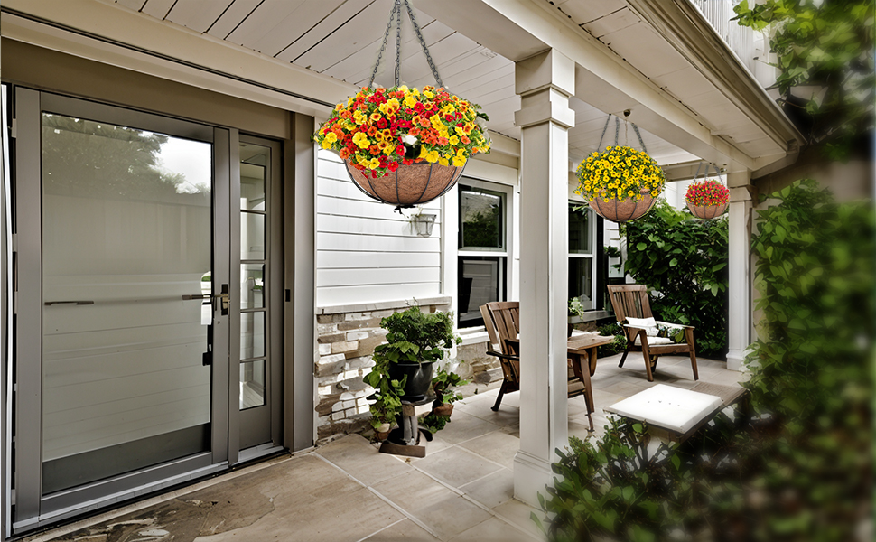 Amazon.com: ArtFamy Hanging Baskets for Plants Outdoor(8 inch 4 Pack ...