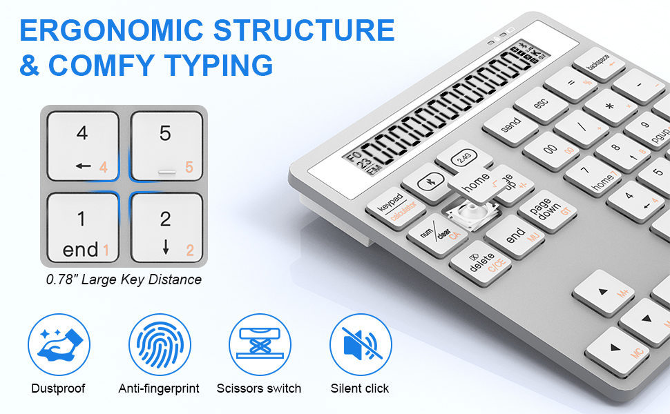 Amazon.com: Bluetooth Number Pad - 2.4G Wireless Numeric Keypad with ...