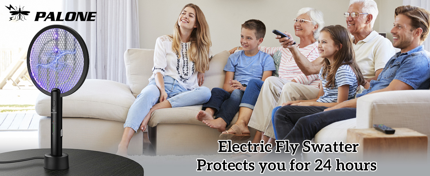 Amazon.com : PALONE Electric Fly Swatter 4000V Bug Zapper Racket 2 in 1 Fly Swatter with 1200mAh ...