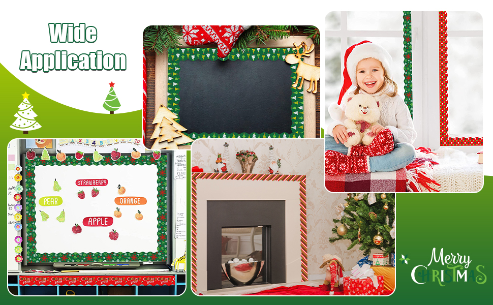 Amazon.com: Whaline 69Ft Christmas Classroom Borders Bulletin Board ...