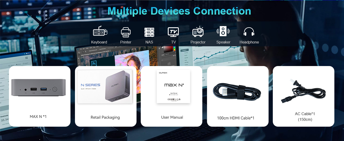 Amazon.com: OUMAX N100 Mini PC, Intel 12th Gen N100(up to 3.4GHz), 16GB ...