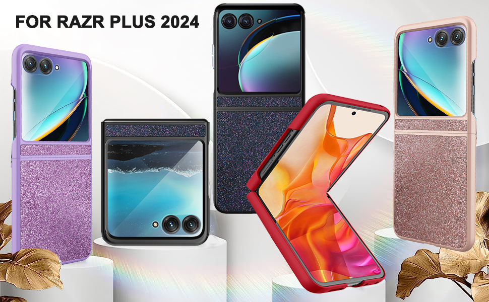 Amazon.com: Ninki for Motorola Razr Plus 2024 Glitter Case with Screen Protector, PU Leather ...