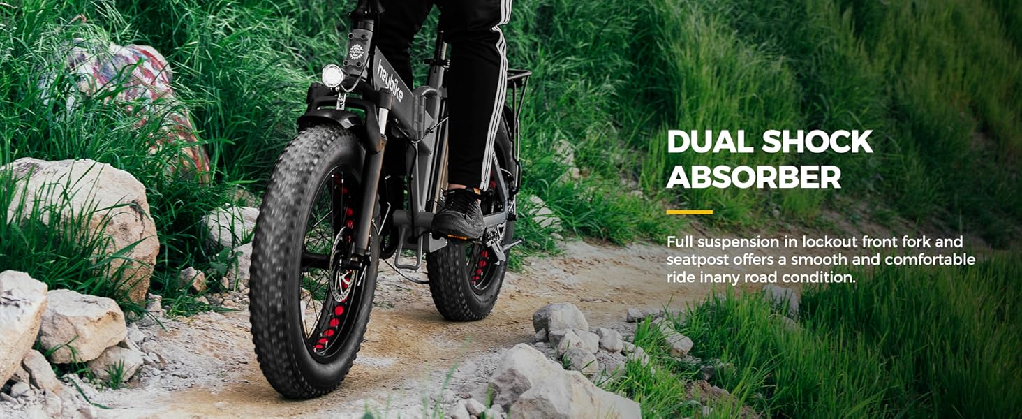 Heybike Mars Electric Bike Foldable 20" x 4.0 Fat Tire Electric Bicycle with 500W Motor, 48V 12 ...