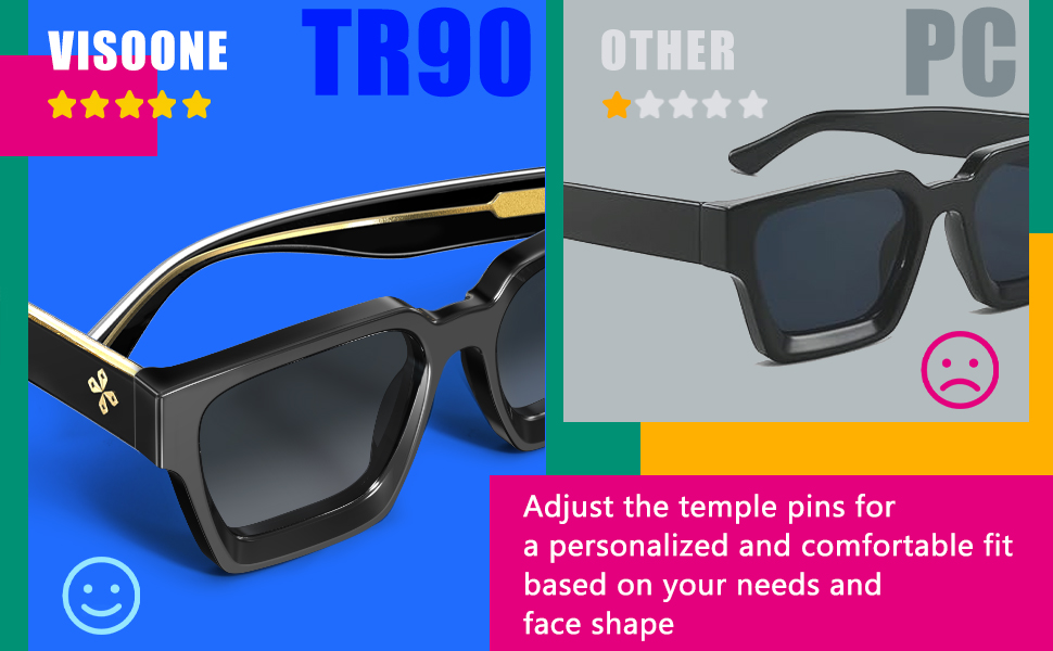 Amazon.com: VISOONE Fashion 100% UV400 Protection Rectangle TR90 Y2K Sunglasses Accessories for ...