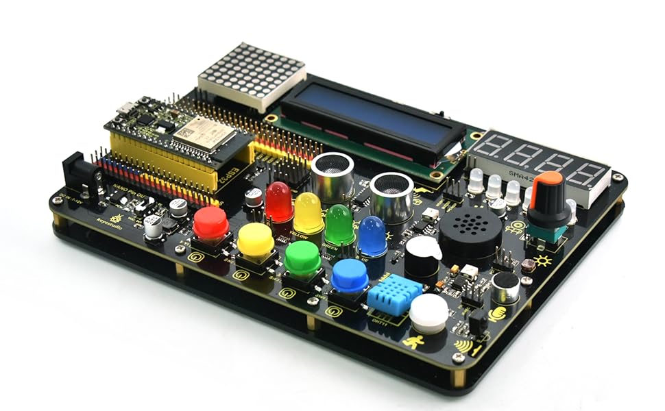 KEYESTUDIO Inventor Starter Kit for Arduino ESP32, Hardware Comes Pre-connected, Easy to Get ...