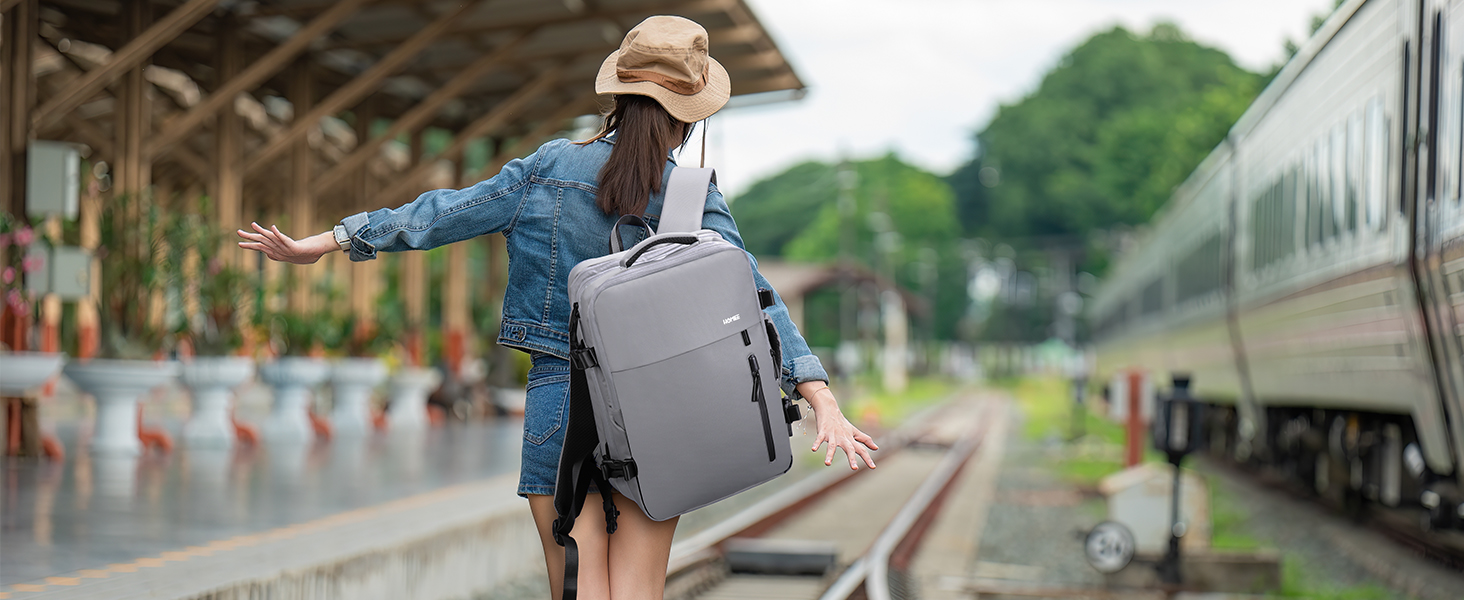 HOMIEE 40L Expandable Travel Laptop Backpack, Flight Approved Carry-On Luggage Backpack, 15.6 ...