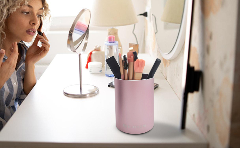 Amazon.com : EFFICOM Pen Holder for Desk, Cool Metal Pencil Cup ...