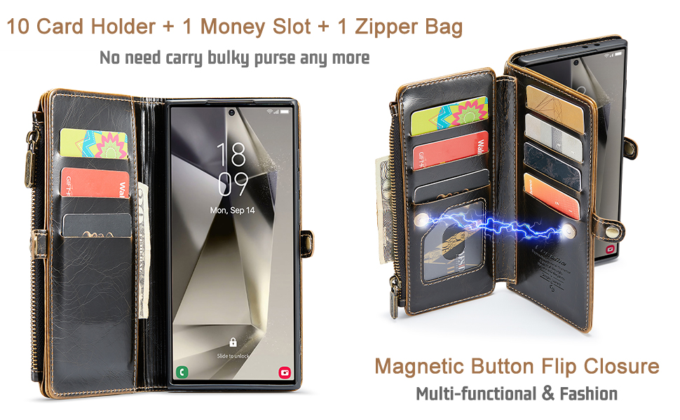 Amazon.com: Defencase for Samsung Galaxy S24 Ultra Case, RFID Blocking Galaxy S24 Ultra Wallet ...