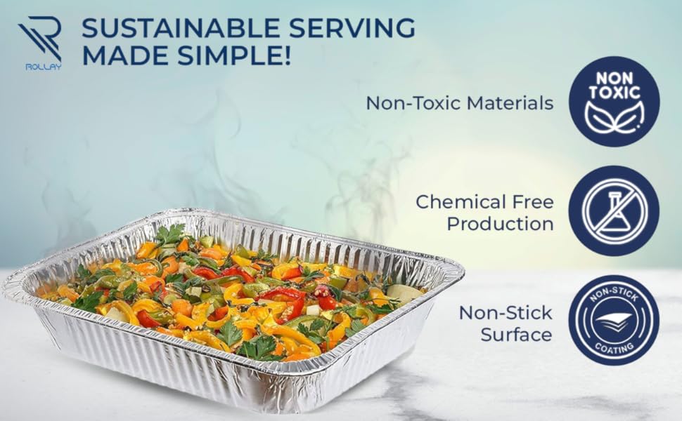 Rollay 10 Pack Large Aluminium Foil Trays Deep (32x26x7 cm) - Tin Foil ...