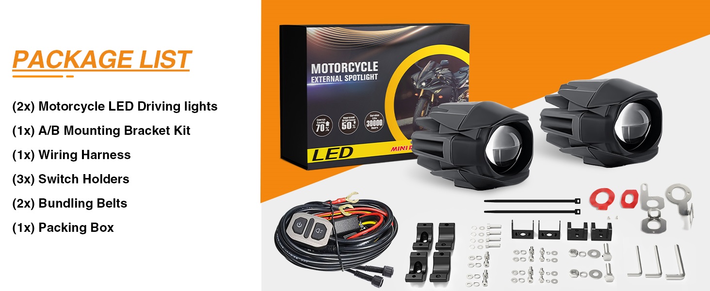 Amazon.com: BraveWAY Motorcycle Fog Lights 60W 18000LM 7 Modes Strobe LED Driving Spotlight ...