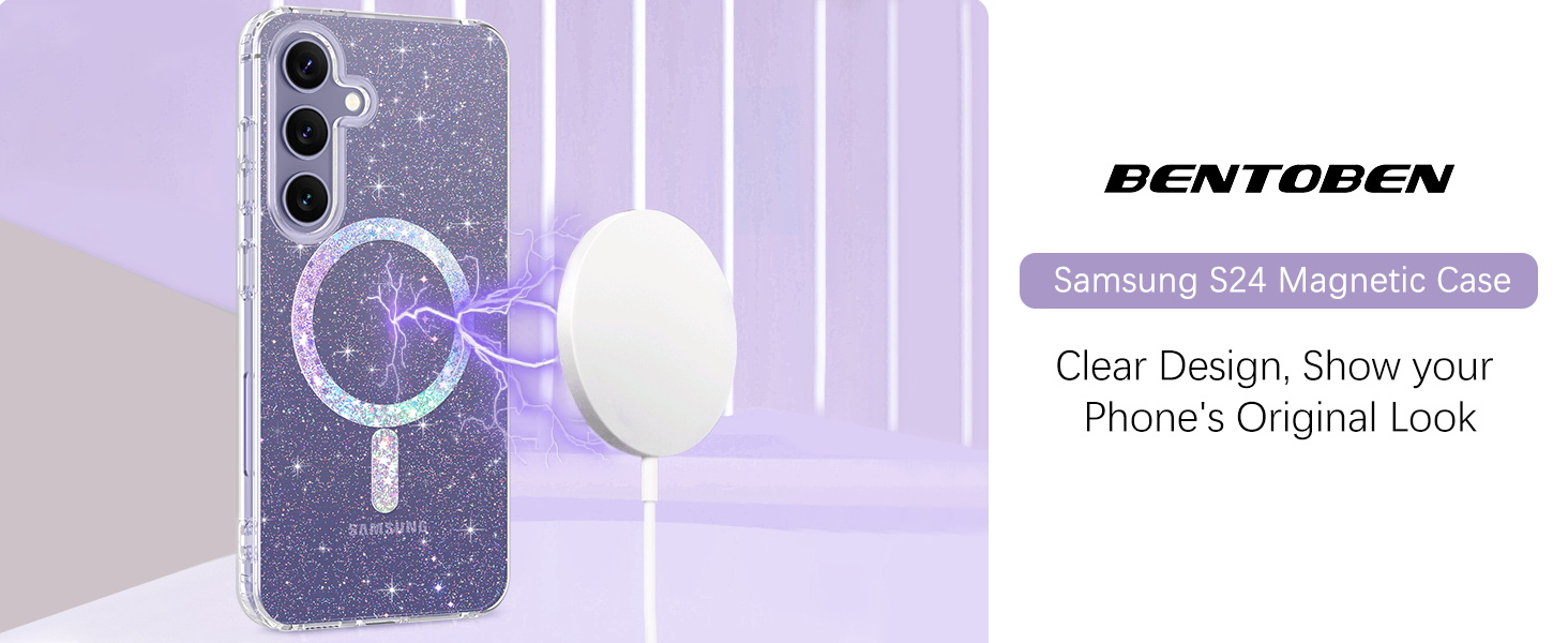 Amazon.com: BENTOBEN Compatible with Samsung Galaxy S24 Case, Clear Glitter Samsung S24 Phone ...